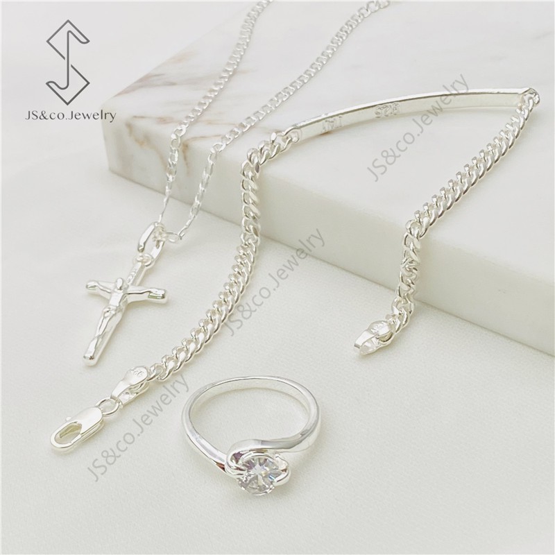 JS&CO jewelry 925 Silver 3in1 Pendant Necklace Bracelet Ring Set for ...