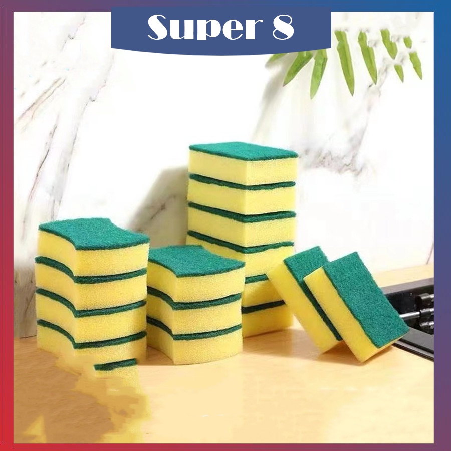 COD PH 1pc SUPER8 Dishwashing Sponge Block Magic Sponge waist type Dish ...
