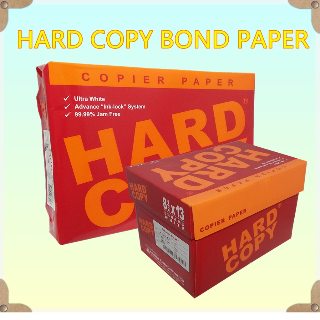 Hard Copy Bond Paper Short / A4 / Long 70gsm 500 Sheets | Shopee ...