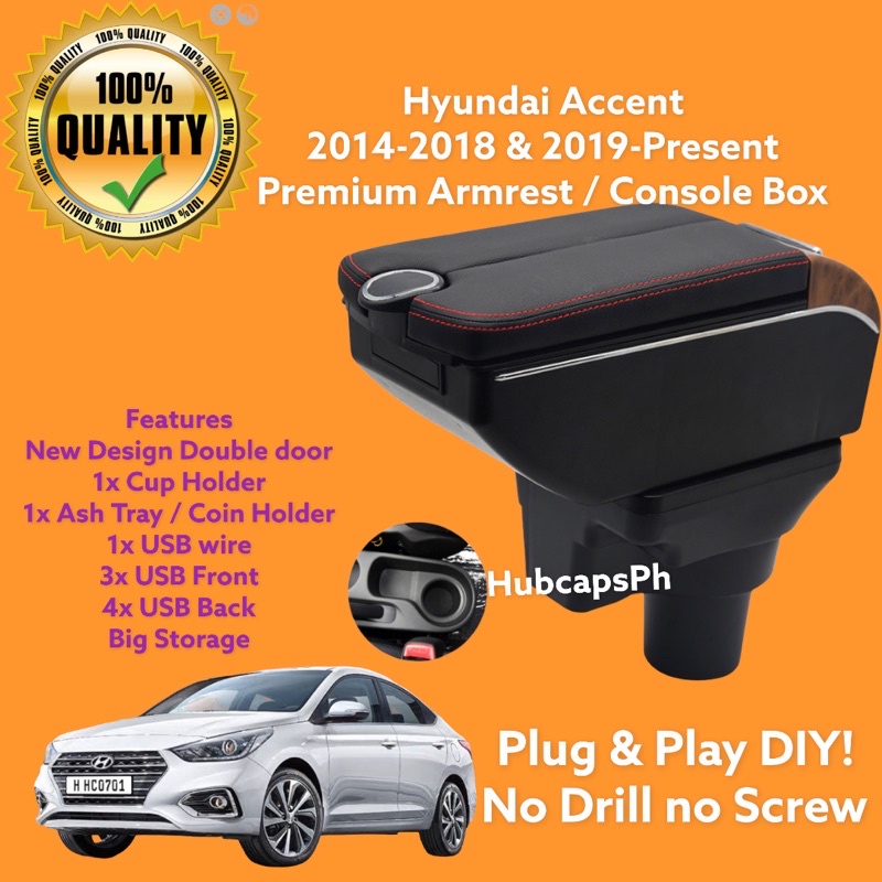 LARGE Double Door Hyundai Accent 2014-2018 & 2019- 2021 Armrest Console ...