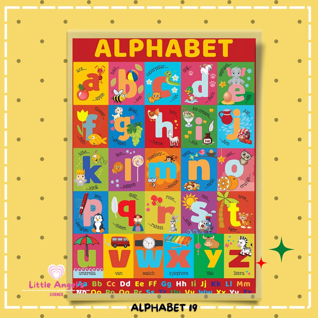 ALPHABET EDUCATIONAL CHARTS (A4 LAMINATED ) | Shopee Philippines