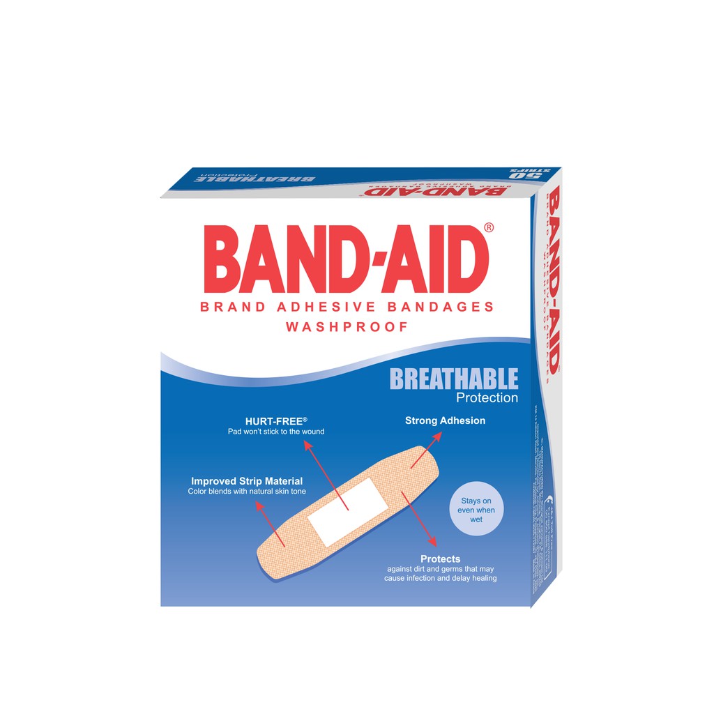 Band-Aid Adhesive Washproof Bandages 50s | Shopee Philippines