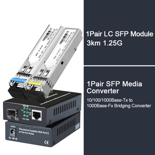 SFP Fiber to RJ45 Media Converter SFP 10/100/1000M Ethernet Converter ...