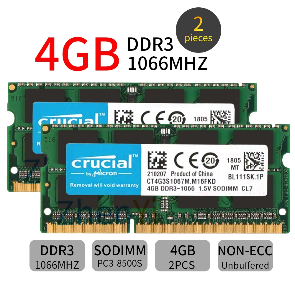 8GB 2x4GB DDR3 PC3-8500 1066MHz Notebook SODIMM RAM LAPTOP Memory For ...
