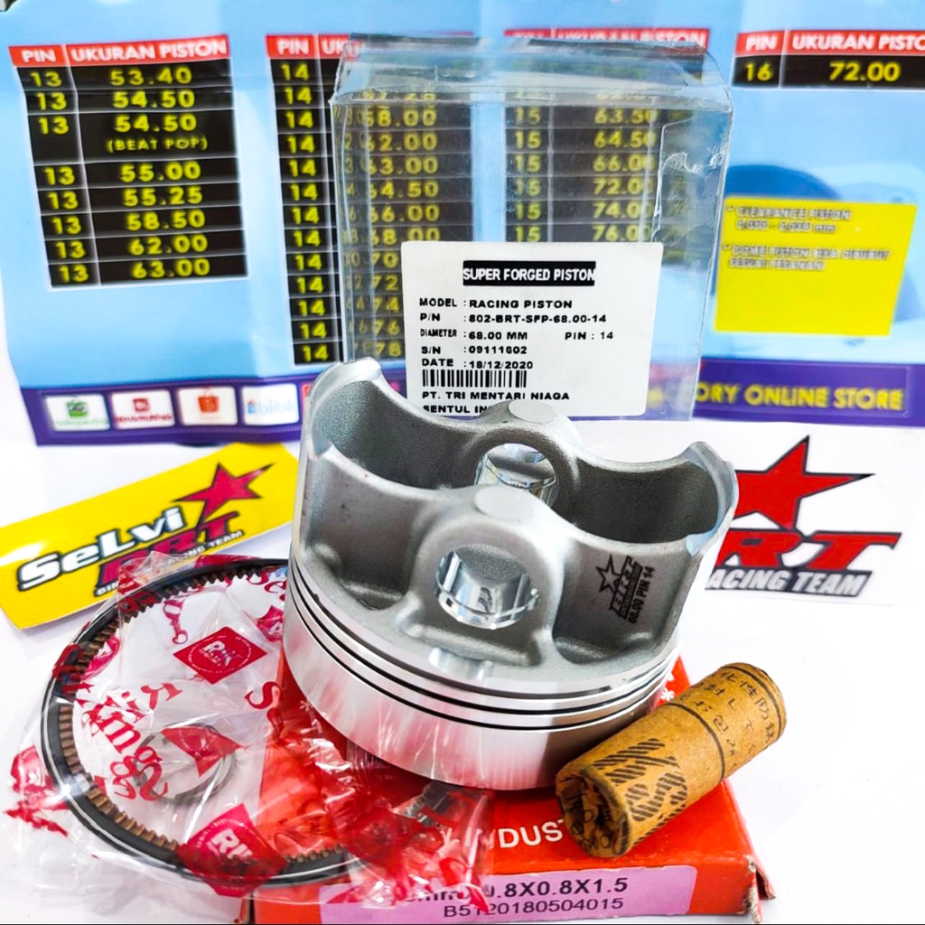 Super PISTON PISTON PISTON BRT FORGED & RING SET ALL SIZE PIN 12 13 14 ...