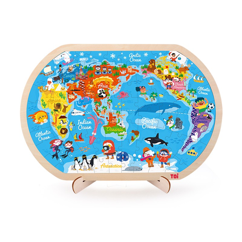 TOI Puzzle Wooden Puzzle World Map 80 Pieces Suitable For Age 3+ Early ...