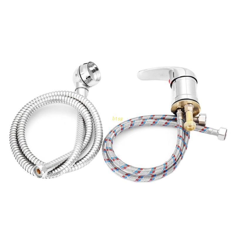 btsg Shampoo Bed Faucet Shower Head with Hose Salon Bathroom Sink Steel ...