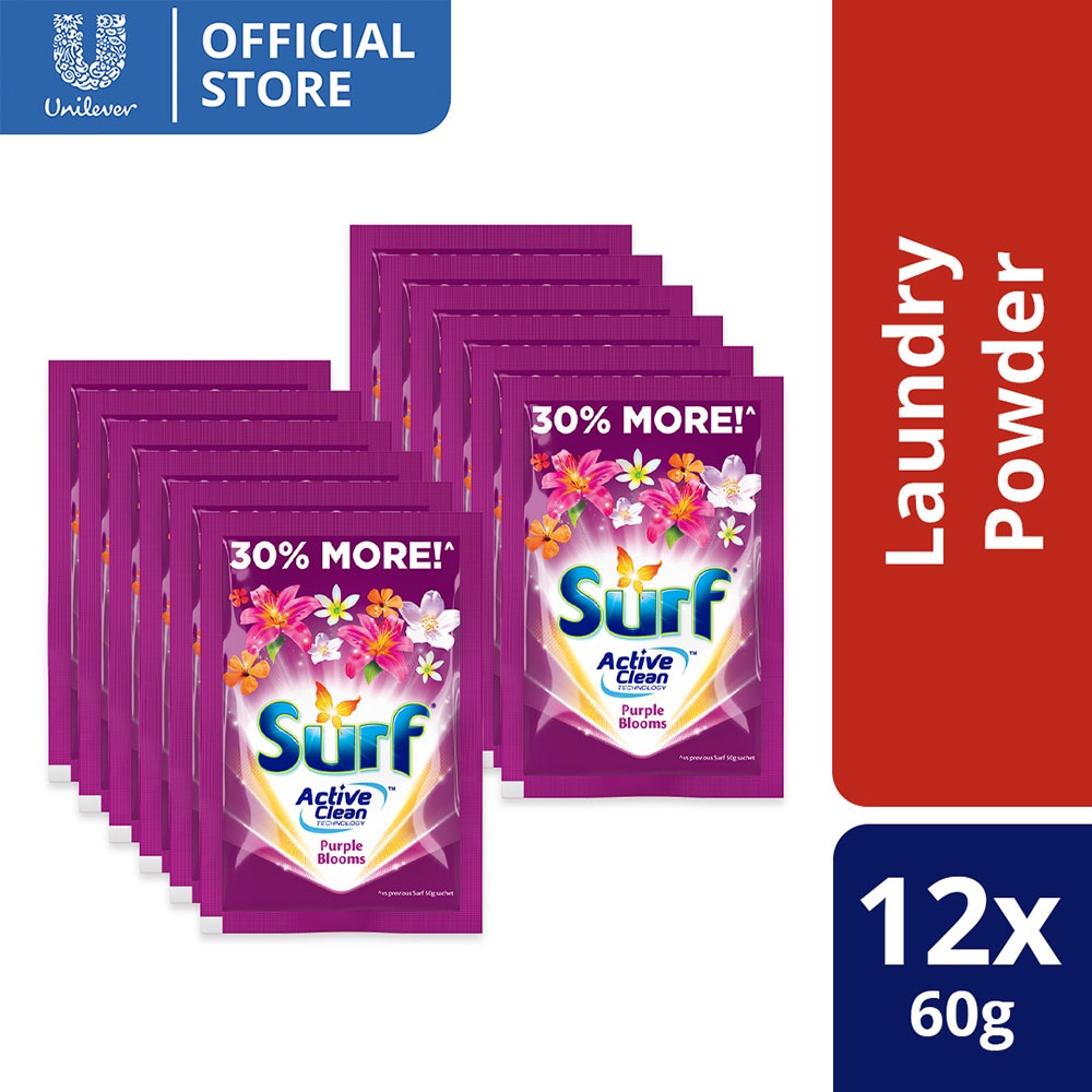 Surf Powder Detergent Purple Blooms 65G Sachet Set of 12 | Shopee ...