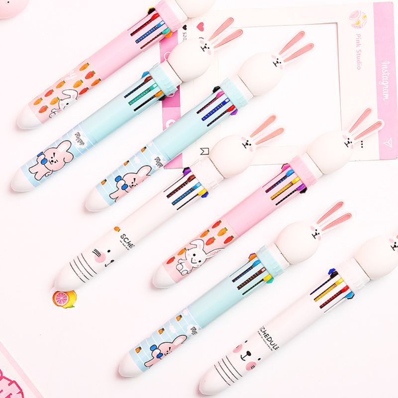 TOP 10 Color 0.5mm Cute Cartoon Rabbit Ballpoint Pen Press School ...