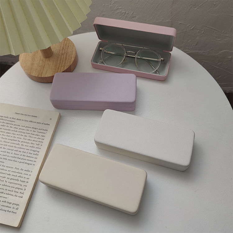 Glasses Case White Glasses Box Japanese Solid Color PU Glasses Case ...