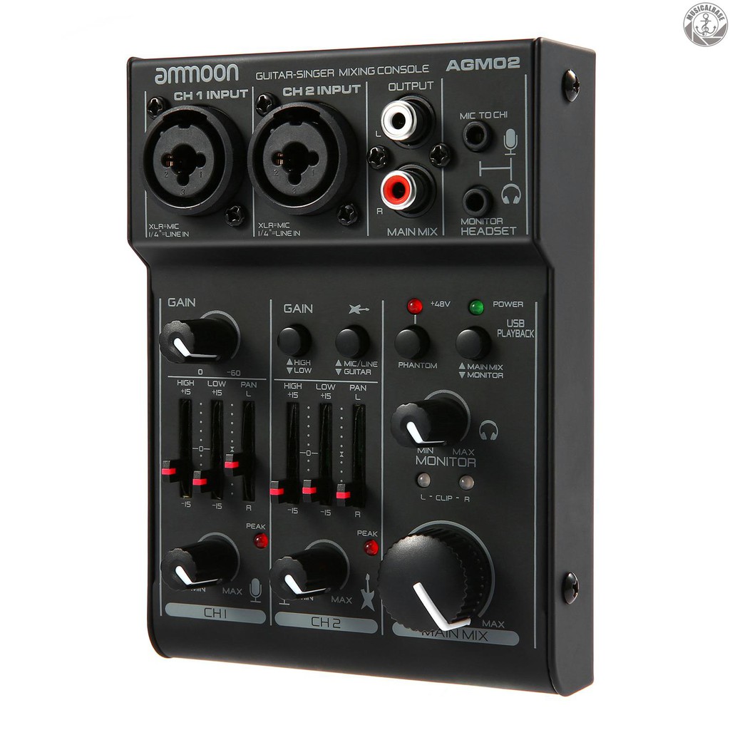 Ammoon AGM02/AGM04 Mini 2 Channel Sound Card Mixing Console Digital ...
