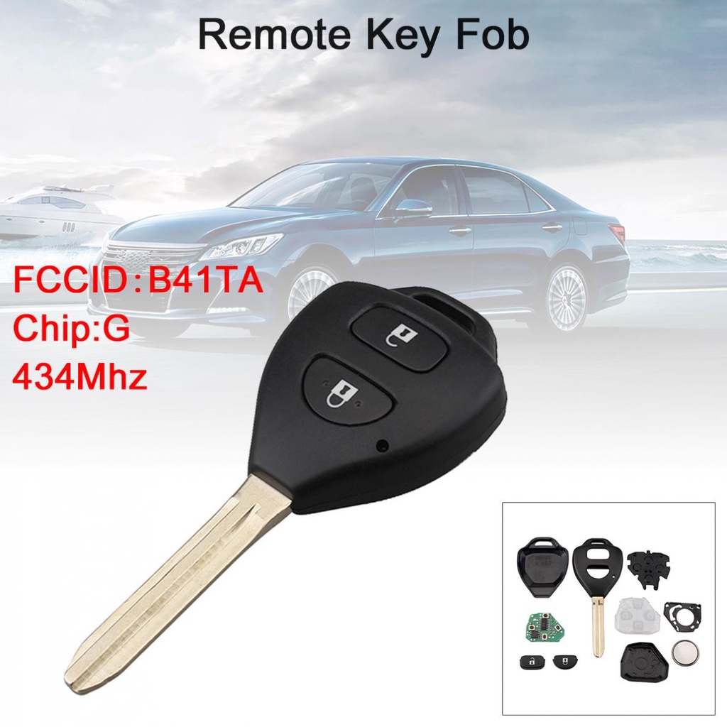 434MHz 2 Buttons Car Remote Key Fob with G Chip B41TA Fit for Toyota ...