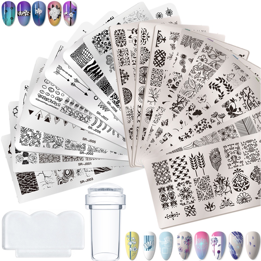 3pcs/set Nail Stamping Plates Flower Design Stripe Line Nail Art Plate ...