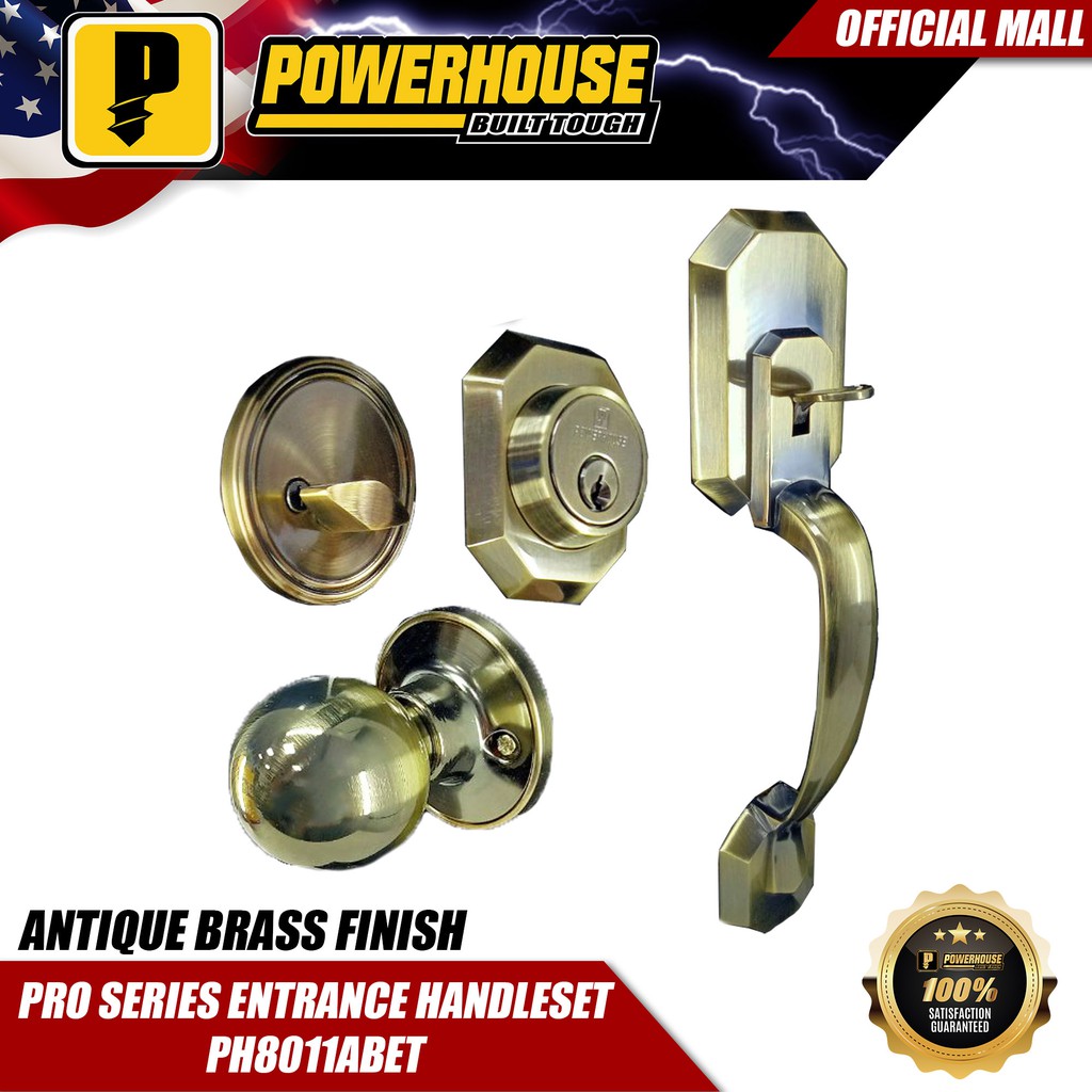 Powerhouse Pro Series Entrance Handle Set PH8011ABET Antique Brass ...