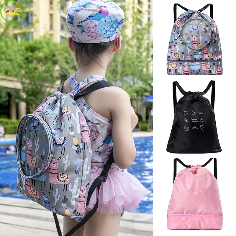 Swimming Drawstring Backpack for Kids Wet & Dry Separation Water ...