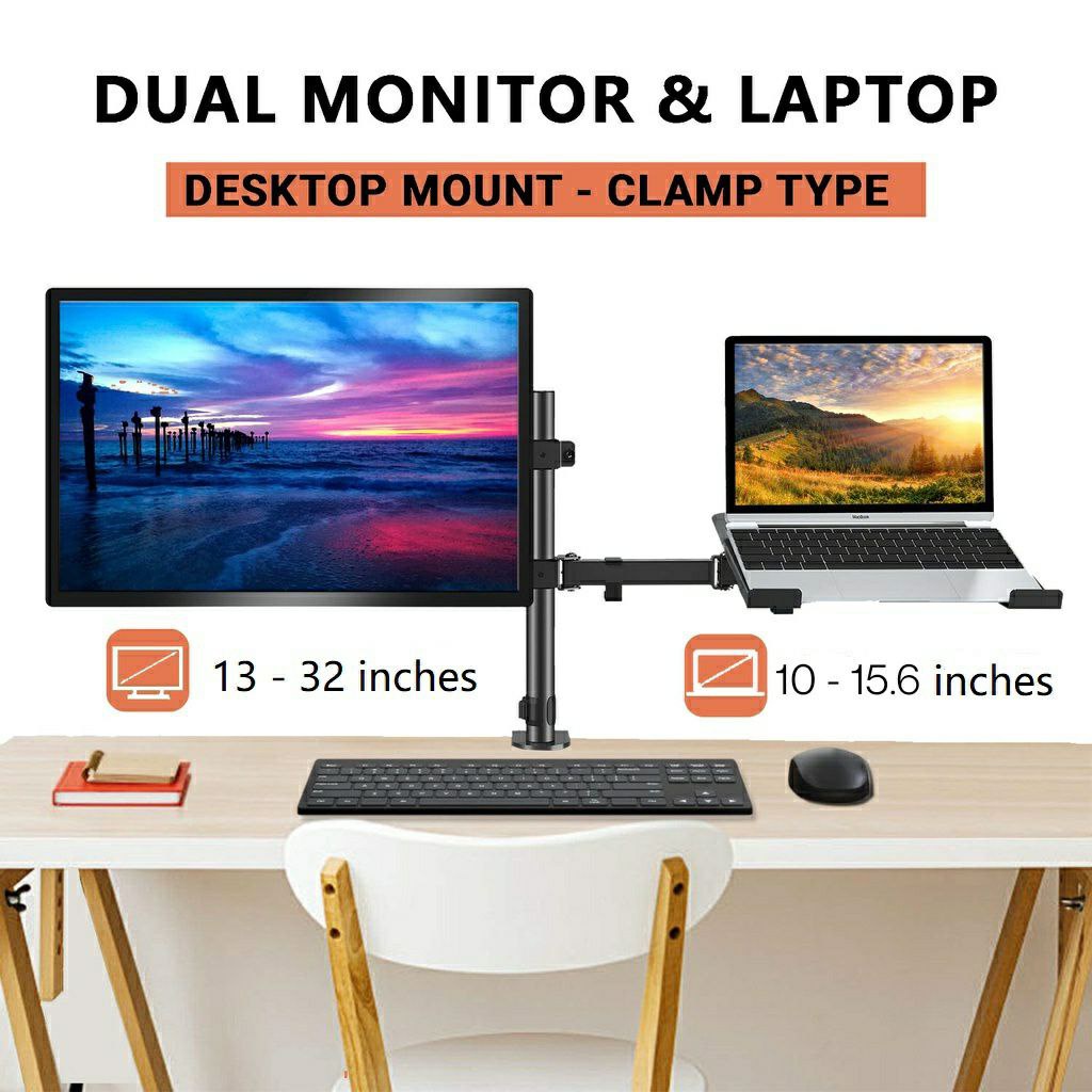Expose Laptop monitor stand double arms monitor mount with Tray desktop ...