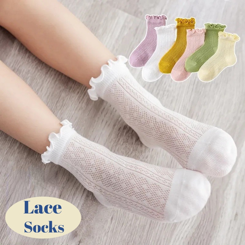 Girls Baby Socks Ultra-thin Mesh Breathable Plain Socks for Kids ...