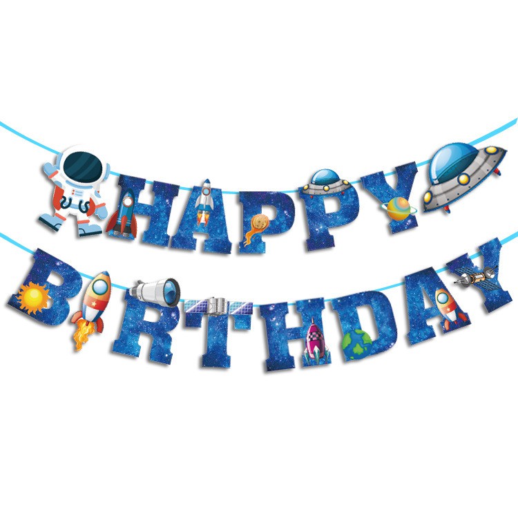Outer Space Banner Children Party Bunting Astronaut Boy Universe ...