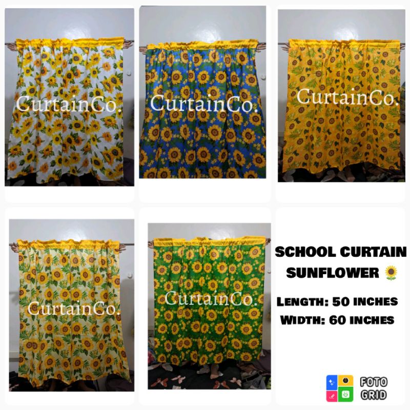 DepED Blackboard/ School Curtain PRINTED | SUNFLOWER (Length: 50" Width ...