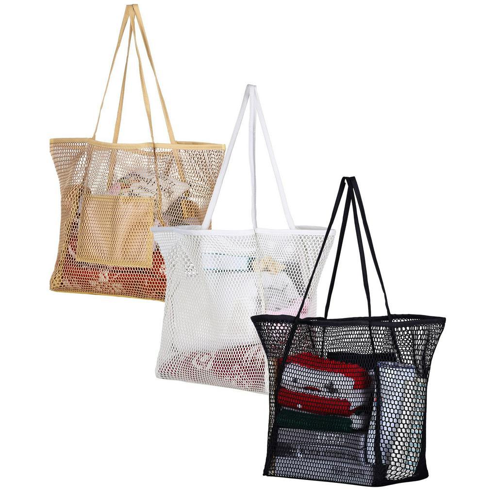 Large Mesh Beach Bag Mesh Tote Bag Handbags Beach Tote with Zipper ...