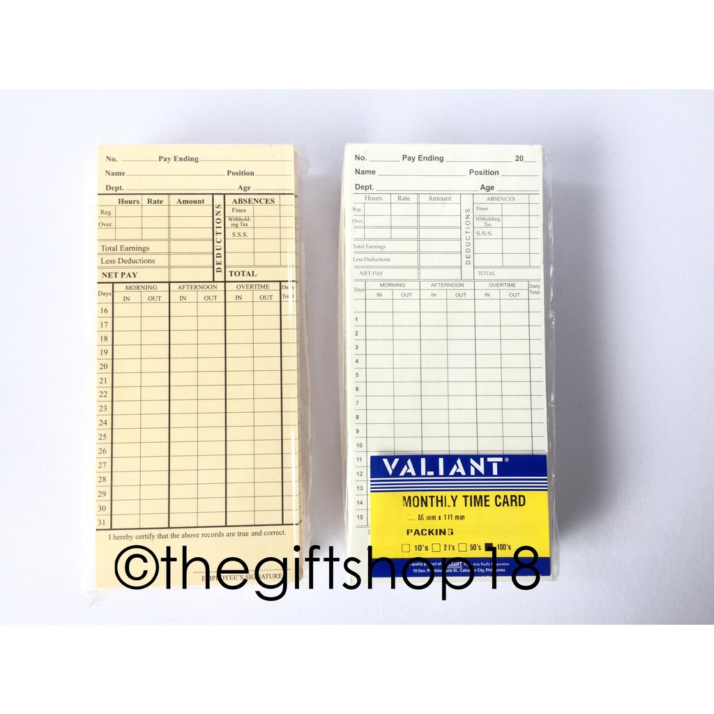 Time Card Amano/Valiant | Shopee Philippines