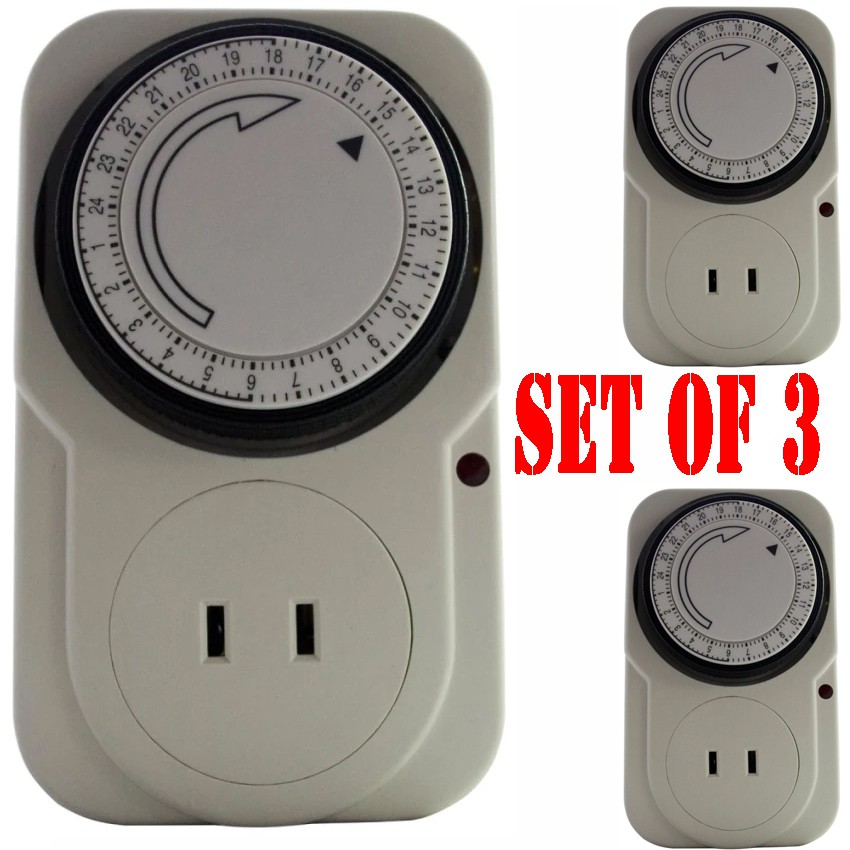 Set of 3 24 Hours Mechanical Plug Timer Power Saver | Shopee Philippines