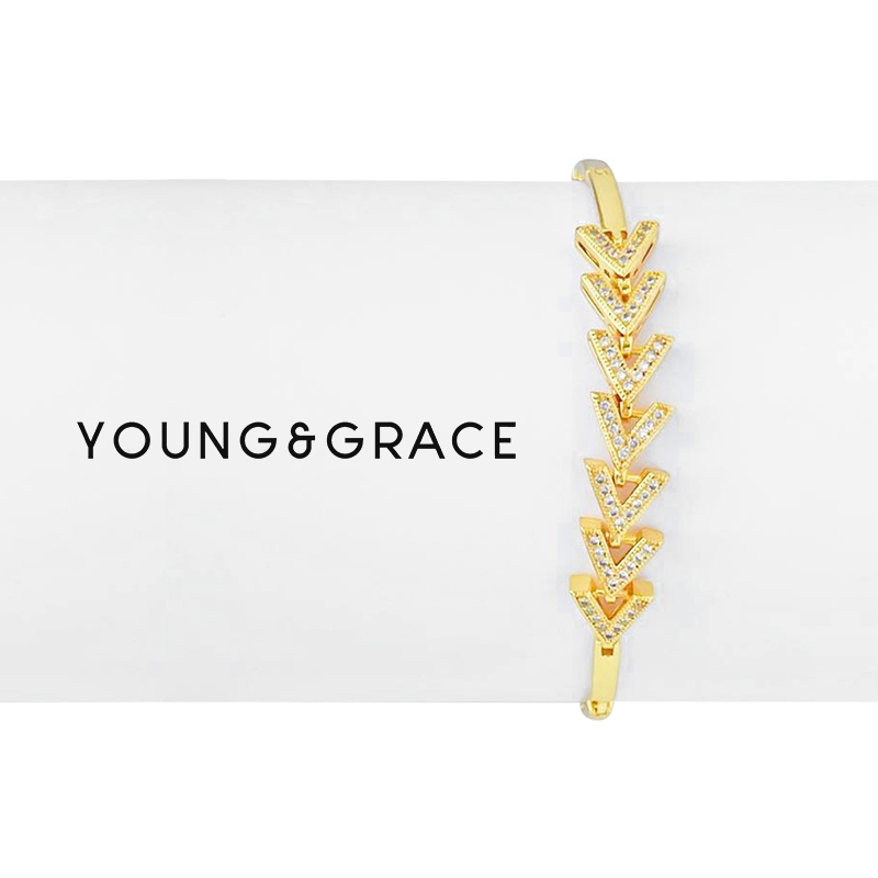 Young & Grace 24k Gold Plated Inverted Triangle Tassel Bangle Girls ...