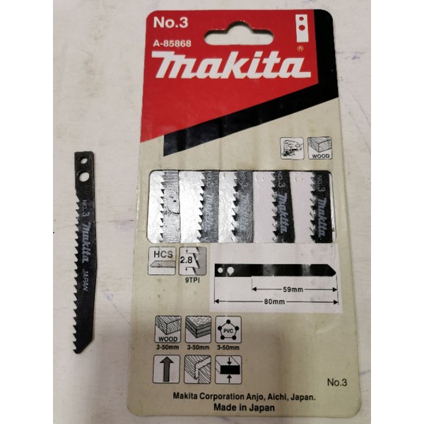 makita jigsaw blade NO. 3 A-85868 | per pcs /per pack 5 pcs | Shopee ...