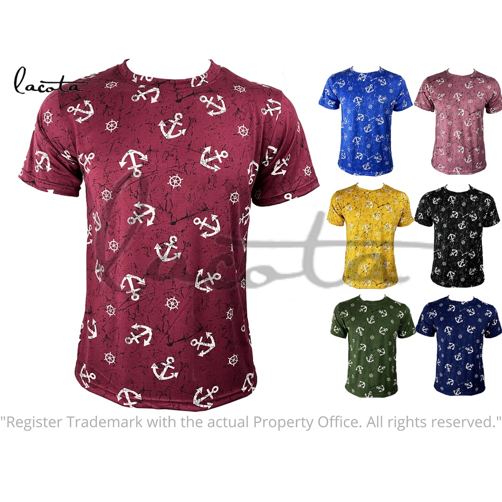 LACOTA Fashion Round Neck Casual Fully Print Anchor Design Tops Round ...