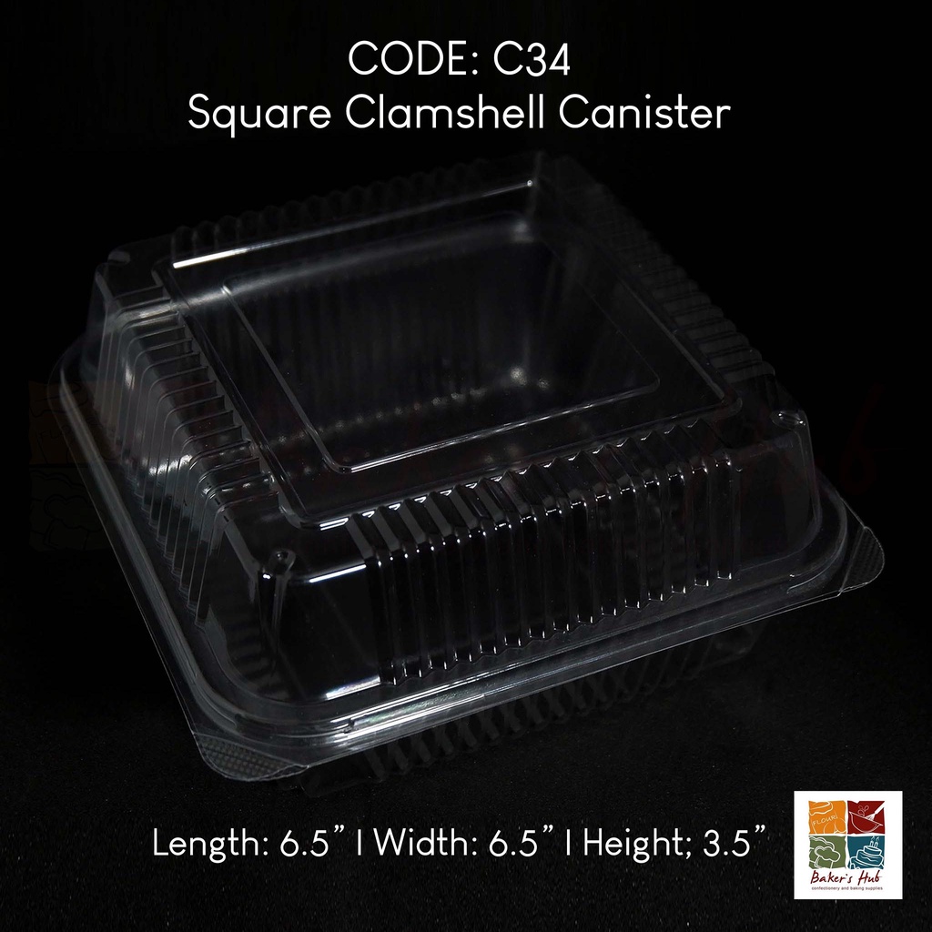 OPS - C34 Clamshell Clear Small Square Plastic Canister [10pcs ...