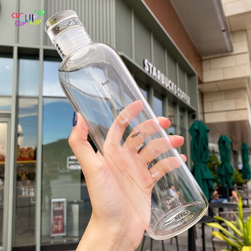 500ml Water Bottle Transparent Plastic Water Cup with Time Scale Leak ...