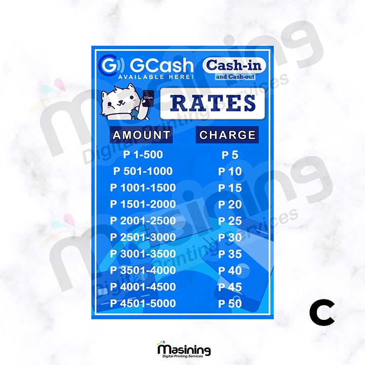 Gcash Rates Laminated A4 size | Shopee Philippines