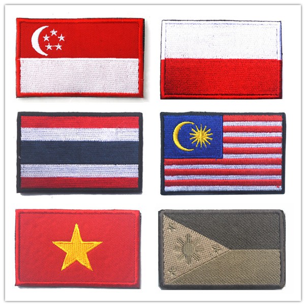 Asian Countries HongKong Philippines Velcro Flag Patches | Shopee ...