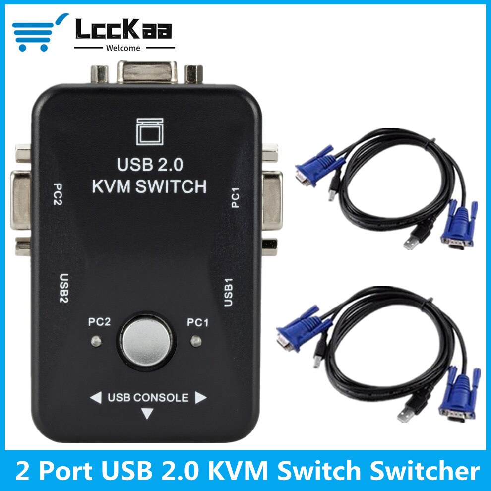 LccKaa USB 2.0 KVM Switch Vga Port Box 2 SVGA Mouse Switcher Keyboard ...
