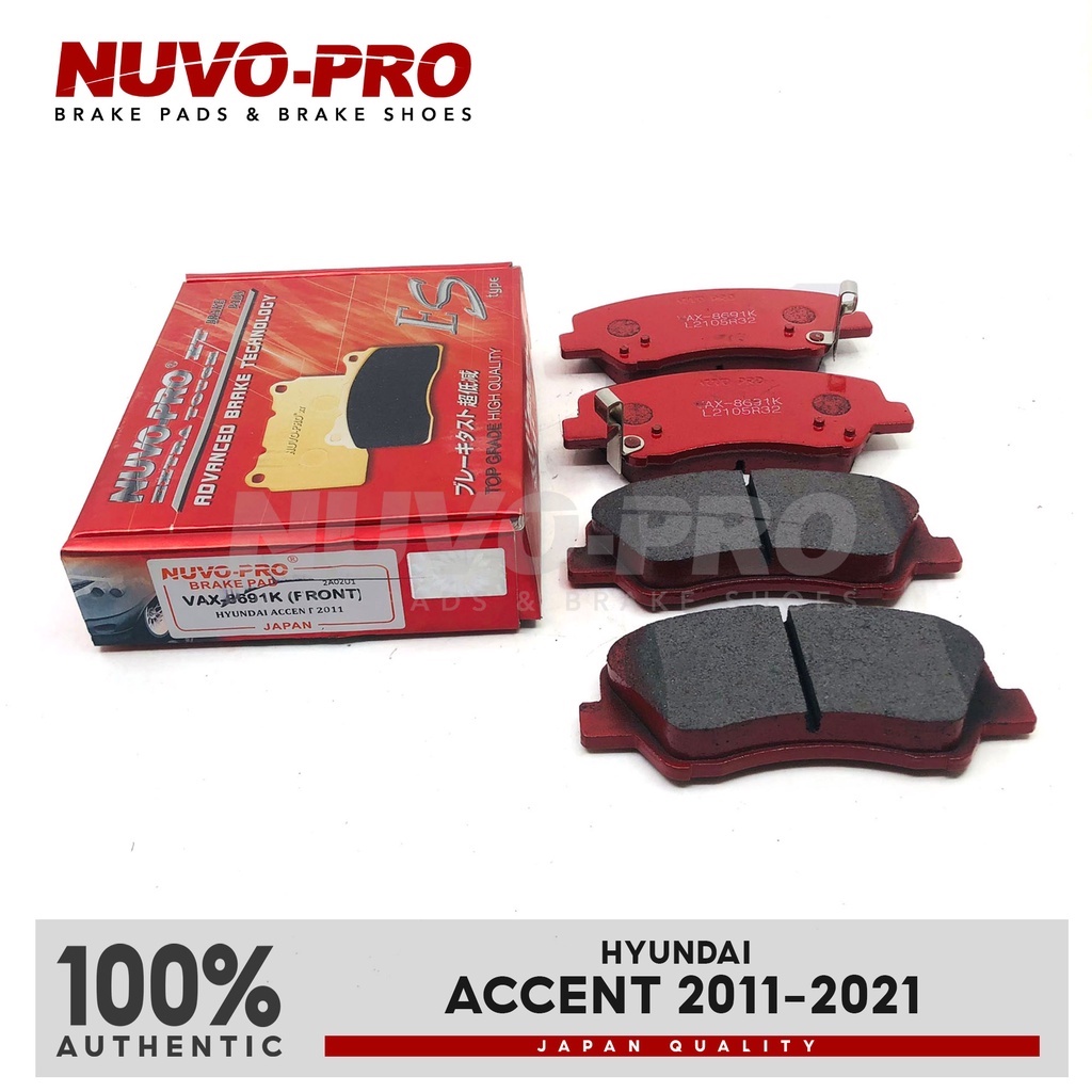 Nuvo-Pro Brake Pad Front Hyundai Accent 2011-2021 VAX-8691K SET ...