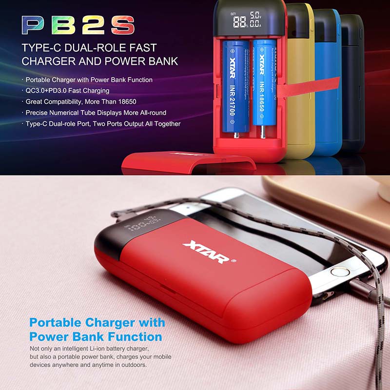 XTAR Newest PB2SL upgrade pb2s 18650&21700 Battery Charger&Power Bank ...