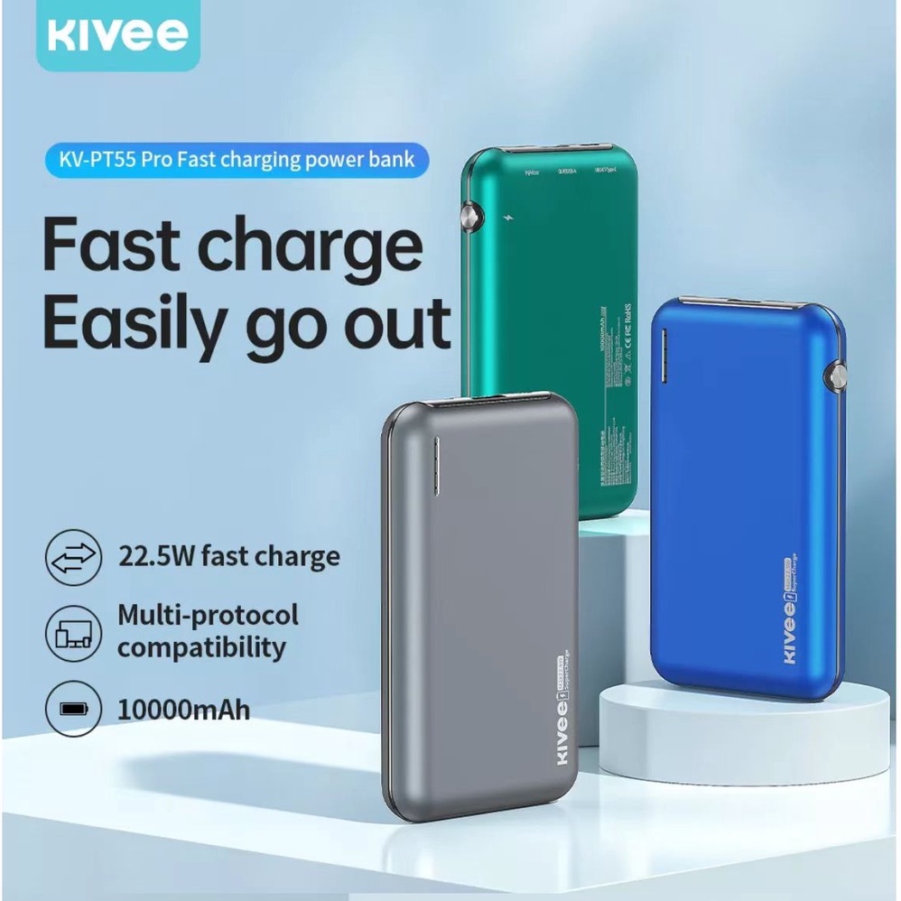 Kivee PT55 Pro 22.5W PD Fast charging 10000mah Power bank Dual Port ...