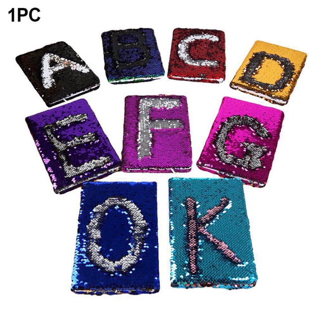 sequins notebook reversible plain color A5 A6 size paper with line ...