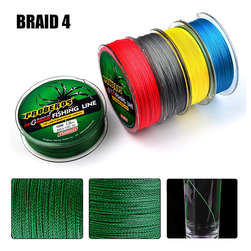 PROBEROS 2.0# 4 Strands Of 100m PE Fishing Lines Braided Lines 5 Colors ...