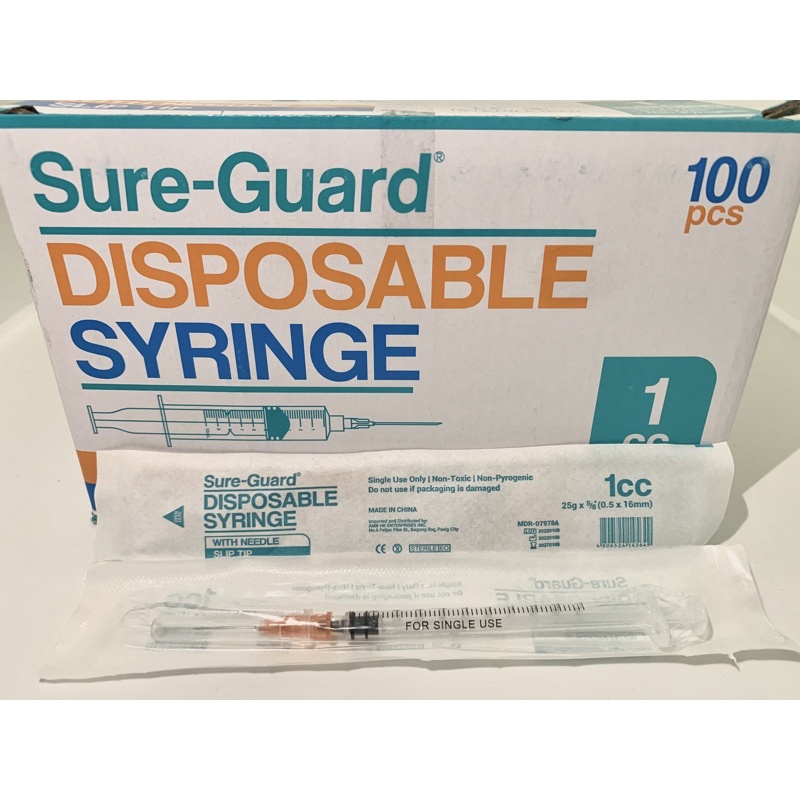 Sure guard 1cc disposable syringe pack of 5pcs | Shopee Philippines