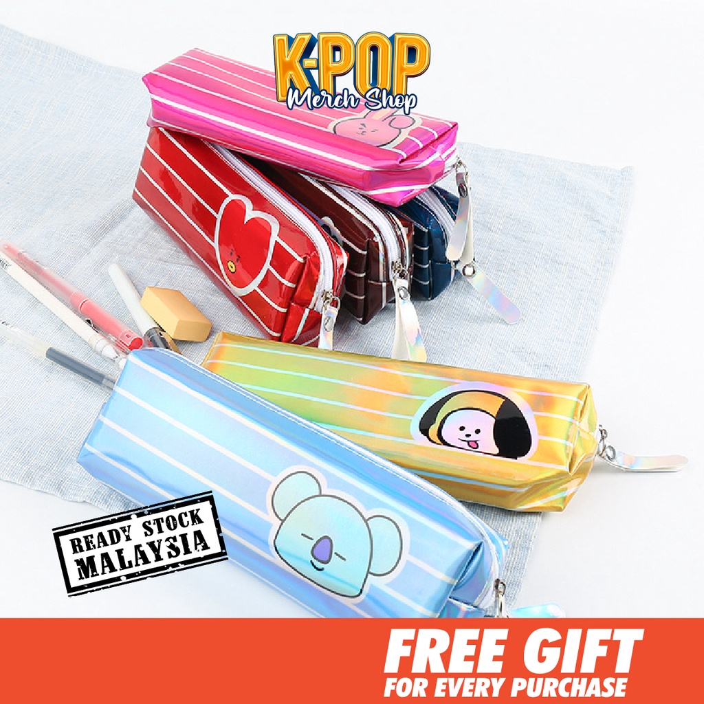 BTS BT21 Tinytan Bangtan OT7 Kpop Merch Canvas Pencil Case PVC Korean Style School Stationery ...