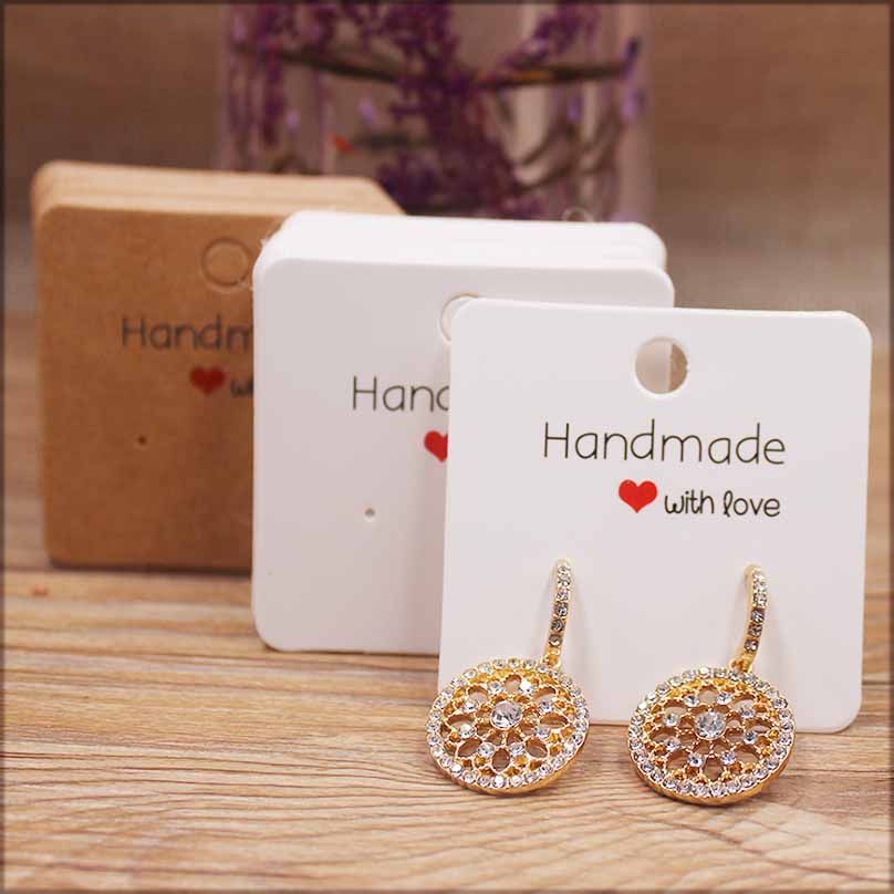 50pcs 5*5cm handmade with red heart style Earring card multi color ...
