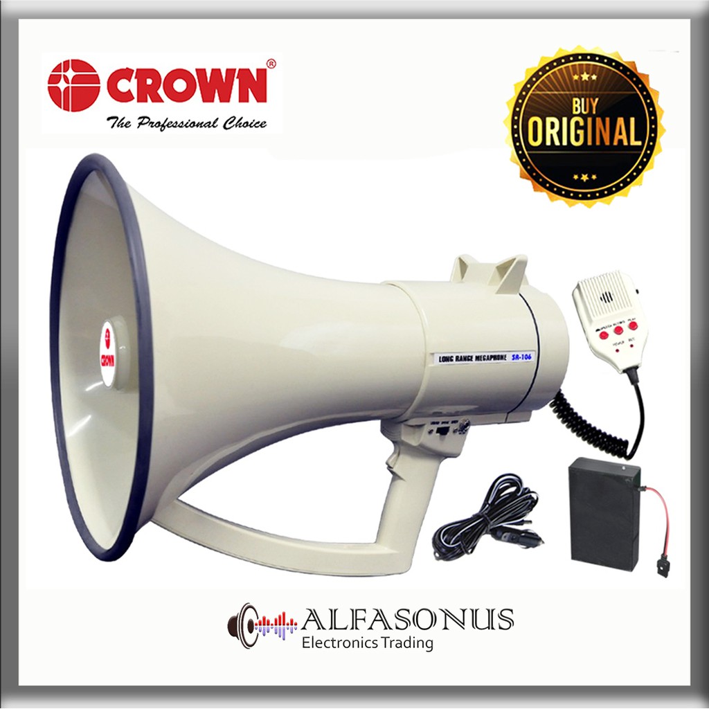 Crown SR-106UB Long Range Megaphone 60W w/ Voice Recorder Function and ...