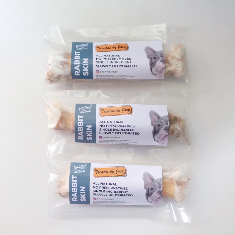 All Natural Dehydrated Bunny RABBIT SKIN with Fur for Dog Chew [1 PIECE ...