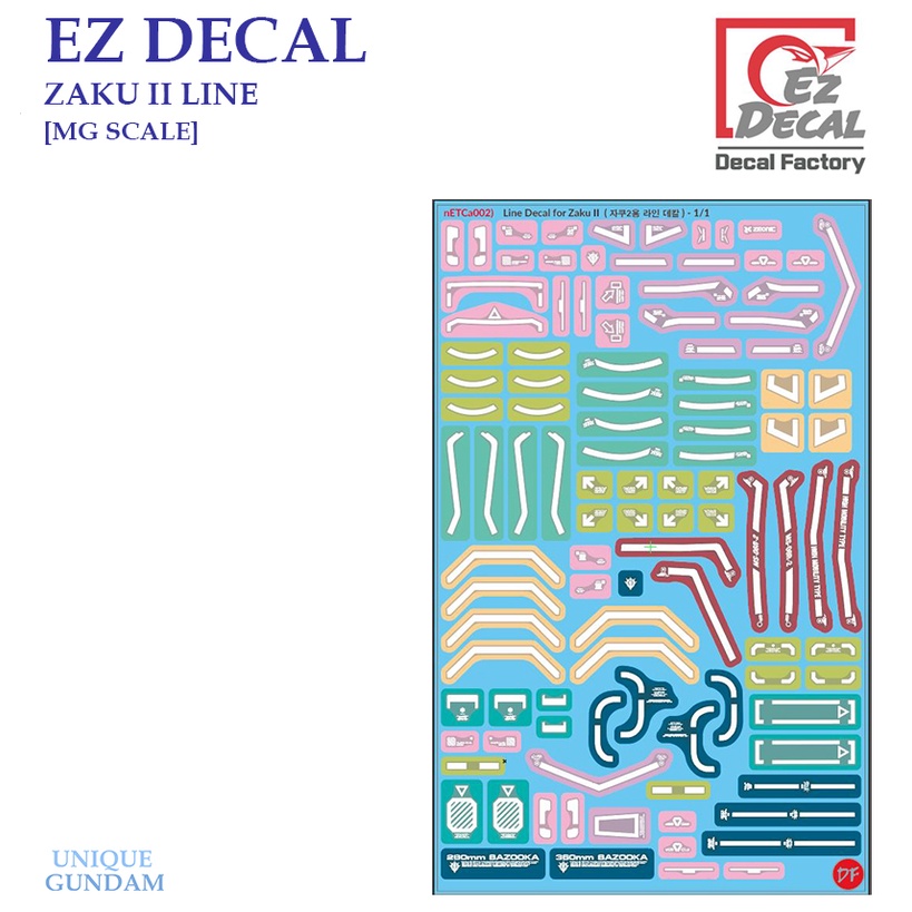 [EZ DECAL] V12 MG 1/100 ZAKU II LINE GUNDAM [MG SCALE ] PRE-CUT WATER ...
