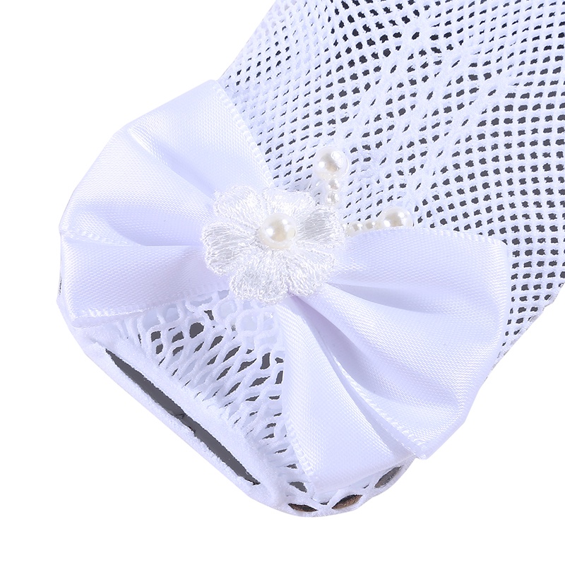 1Pair Girls Kids White Lace Faux Pearl Fishnet Gloves Flower Communion ...