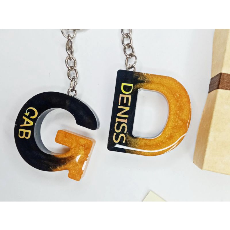 Resin Letter keychain by Otcha / ( Black and Gold) | Shopee Philippines