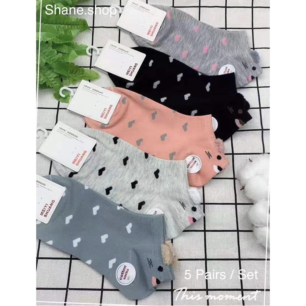 Shane 5Pairs/Set Korean Cute Socks Cartoon Socks Cotton Socks Style W15 ...