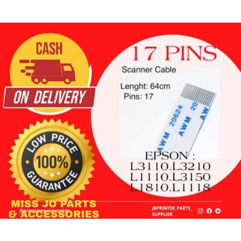 SCANNER FLEX 17 pins for epson L3110 L3210 L1118 L3150 etc. | Shopee ...