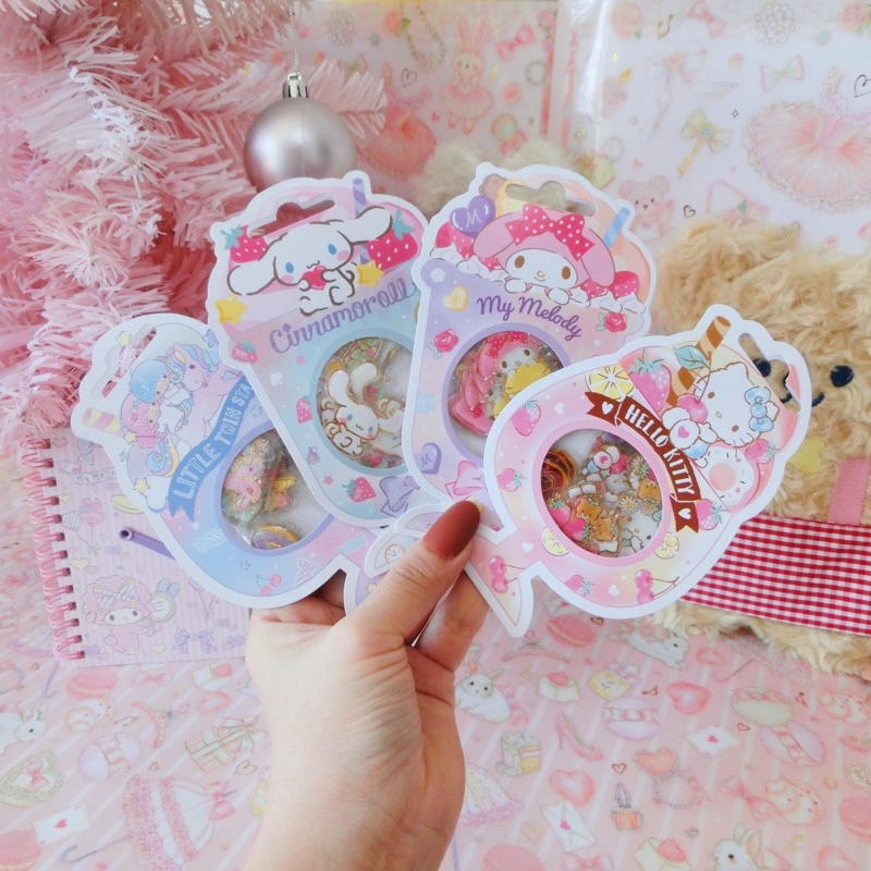 Japanese Kawaii Sanrio Hello Kitty Glitter Sticker set DIY Journaling ...